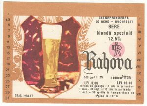 Drink Label: Rahova (Bere Rahova Bucuresti, RomaniaCol:RO-BEER-000474