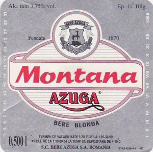 Drink Label: Azuga Montana (Fabrica de bere Azuga, RomaniaCol:RO-BEER ...