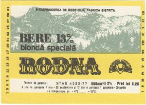 Drink Label: Rodna (Fabrica Bistrița-Năsăud, RomaniaCol:RO-BEER-000530