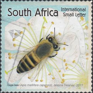 Selo: Cape Honey Bee (Apis mellifera capensis) (África do Sul(Bees) Mi ...