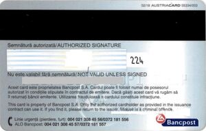 Bank Card: Bancpost logo (BancPost, RomaniaCol:RO-VI-0025.07