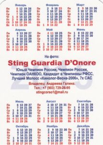 Calendario de Bolsillo: Cane Corso (Rusia(Breeders of Dogs) Col:RUS ...