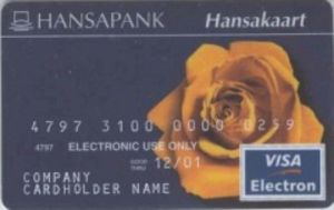 Bank Card: Rose on Blue 2 (Hansapank, EstoniaCol:EE-VE-0014.01