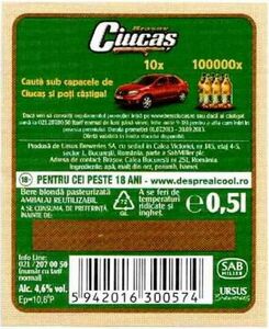 Drink Label: Ciucas (Ursus Breweries S.A., RomaniaCol:RO-BEER-000620