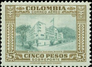 Stamp: National Library, Bogota. (Colombia(Tourism Promotion, Country ...