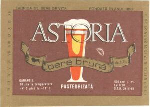 Drink Label: Astoria bere bruna (Fabrica de bere Grivita, RomaniaCol:RO ...