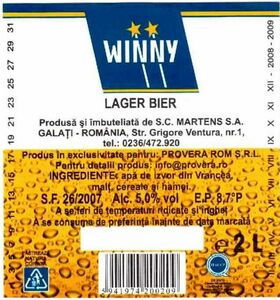 Drink Label: Winny (Bere Galati (Martens SA), RomaniaCol:RO-BEER-000744