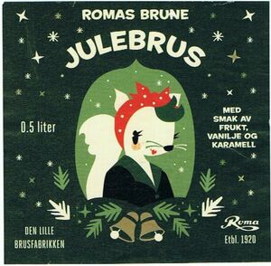 Drink Label: Romas brune julebrus (ROMA mineralvannfabikk, NorwayCol:NO ...