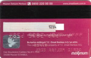 Bank Card: Maximum (T.C. Ziraat Bankasi, Türkiye (Turkey)Col:TR-VI-0384 ...