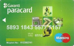 Bank Card: Garanti Paracard (Garanti Bankası, Türkiye (Turkey)Col:TR-MS ...