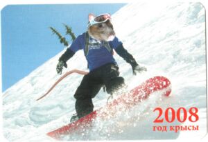 Calendario de Bolsillo: Rat on Snowboard (Rusia(Rats) Col:RUS-2008-Rat ...