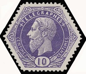 Stamp: Telegraph Stamp: Leopold II on a full background (Belgium ...