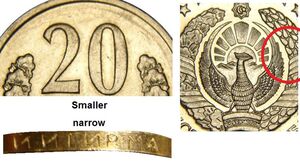 Coin: 20 Tiyin (Uzbekistan(1994~1999 - Republic (1st issue Circulation ...