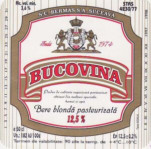 Drink Label: Bucovina Pasteurizata (Bere Suceava, RomaniaCol:RO-BEER-000368