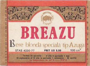Etiqueta de bebida: Breazu (Bere Iasi, RumaníaCol:RO-BEER-000966