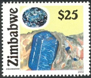 Stamp: Gemstones of Zimbabwe - Aquamarine (Zimbabwe) (Gems) Mi:ZW 729 ...