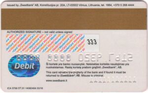 Bank Card: Swedbank MC Debit (Swedbank, LithuaniaCol:LT-MC-0014.02