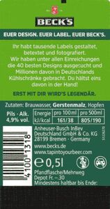 Drink Label: Becks design label - astronaut (Brauerei Beck GmbH & Co ...