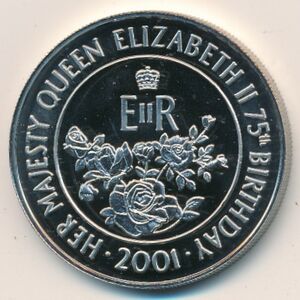 Moneda: 50 Pence (75th Birthday of Queen Elizabeth) (Isla Ascensión ...