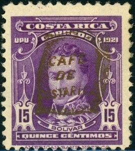 Stamp: Simon Bolivar overprinted "Café de Costa Rica" (Costa Rica ...