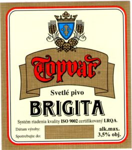 Drink Label: A07I-Topvar Brigita (Pivovar Topvar Topoľčany, SlovakiaCol ...