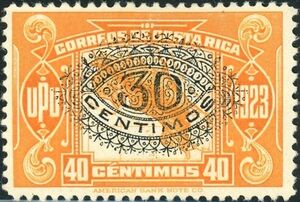 Sello: Map of Costa Rica surcharged (Costa Rica(Stamps of 1923 ...