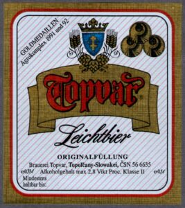 Drink Label: NLP4-Topvar Leichtbier (Pivovar Topvar Topoľčany ...