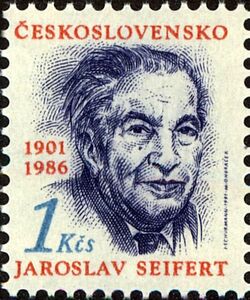 Stamp: 90th Birth Anniv. of J. Seifert (1901-1986) (Czechoslovakia ...