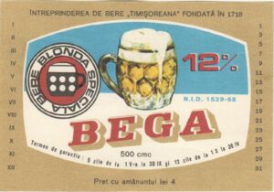 Drink Label: Bega (Fabrica de bere Timișoreana, RomaniaCol:RO-BEER-001340