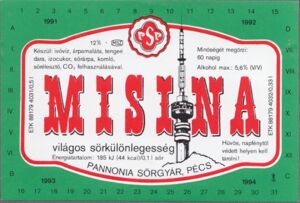 Drink Label: Misina (Pécsi Sörfözde, HungaryCol:HU-BEER-000886