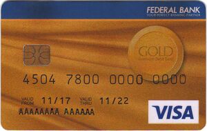 Bank Card: Visa Unembossed (Federal Bank, India, RepublicCol:IN-VI-0036