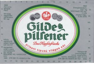 Drink Label: Gilde Pilsener (Pécsi Sörfözde, HungaryCol:HU-BEER-001532