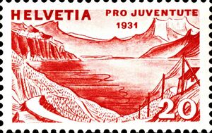 Stamp: Lake of Geneva (Switzerland(Pro Juventute: Landscapes, Alexander ...