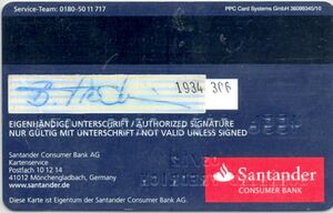Bank Card: Santander (Santander Consumer Bank, Germany, Federal ...