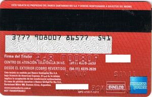 Bank Card: Santander Rio AE (Banco Santander Rio, ArgentinaCol:AR-AE ...