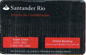 Tarjeta de Banco: Santander Rio (Banco Santander Rio, ArgentinaCol:AR ...