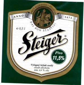 Drink Label: E26-Steiger svetlý ležiak 11,5 (Pivovar Vyhne, SlovakiaCol ...