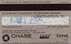 Bank Card: Chase Platinum (Chase Manhattan Bank USA, N.A., United ...