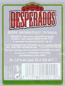Drink Label: Desperados (Heineken Entreprise, FranceCol:FR-BEER-000181