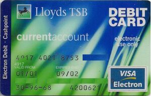 Bank Card: Debit Card (Lloyds TSB, United Kingdom of Great Britain ...