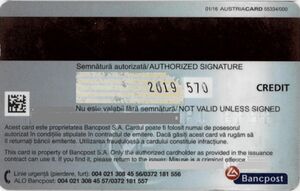 Bank Card: Bancpost logo (BancPost, RomaniaCol:RO-VI-0025.06