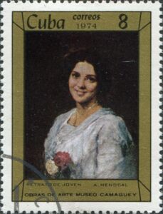 Stamp: Portrait of a young girl, A. Menocal (Cuba(Camaguey museum) Mi ...