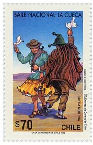 Stamp: Cueca nortina (Chile(National dance) Mi:CL 1567,Sn:CL 1063,Yt:CL ...