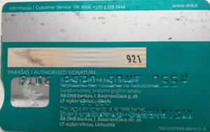 Bank Card: Visa (DnB Nord, LithuaniaCol:LT-VI-0009