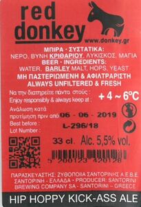 Drink Label: Red Donkey (Santorini Brewing Company, GreeceCol:GR-BEER ...