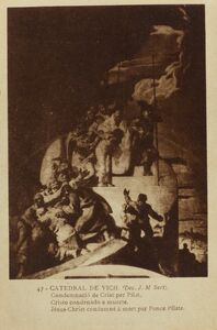 Cartolina: Vic : Cathedral, Decoratives Thems of Josep Ma Sert, Christ ...