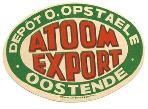 Drink Label: Atoom Export O. Opstaele (Brouwerij Seghers, BelgiumCol:BE ...