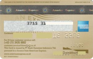 Bank Card: American Express Gold ID 375531 (Bank Danamon, IndonesiaCol ...