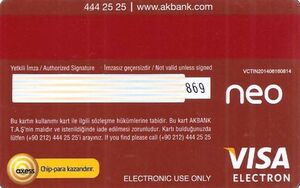 Bank Card: AKBANK - neo - exi26 (Akbank T.A.Ş., Türkiye (Turkey)Col:TR ...