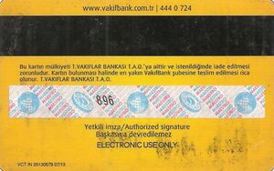 Bank Card: Bankomat (VakifBank, Türkiye (Turkey)Col:TR-MS-0105.01